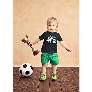 2nd Birthday Shirt boy Dinosaur rawr im 2 Toddler Two Year Old Second Dino Outfit (Charcoal Black, 2 Years)