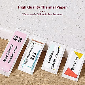 RUSUO Thermal Lable, Thermal Printing Label Paper Barcode Price Size Name Blank Labels Waterproof Tear Resistant 15 * 50mm 130pcs/roll for Home Organizer Supermarket Store Catering