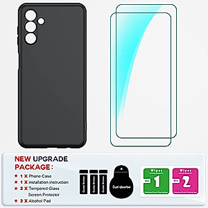 LeYi for Samsung Galaxy A13 5G Case: A13 5G Case with 2 Pack Tempered Glass Screen Protector for Women Men, Liquid Silicone Slim Silky-Soft Protective Phone Case for Samsung A13, Black