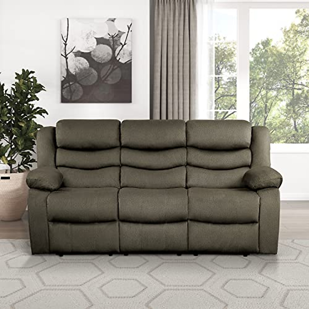 Lexicon Mabel Wall-Hugger Manual Double Reclining Sofa, Brown