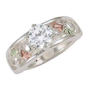 Round Cubic Zirconia Infinity Band, Sterling Silver, 12k Green and Rose Gold Black Hills Gold Size 7
