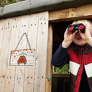 Welcome Wall Hanging Sign- Happy Thanksgiving Harvest Truck Turkey Slate Hanging Plaques for Front Door Porch Window Farmhouse Garden 5.1" x 7.9" Wall Home Decor