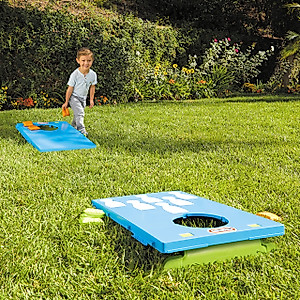 Little Tikes 5-in-1 Cornhole Game Set Indoor Outdoor Toy w Bowling, Tic Tac Toe, Ball Toss, Lawn Darts, 16 Accessories: Bean Bags, Balls, Darts- Gift for Kids & Families, Toy For Boys Girls Ages 2 3 4