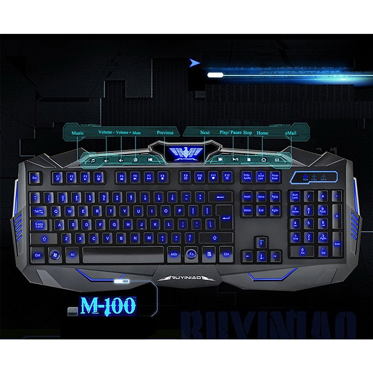 axGear USB LED Light Gaming Keyboard and Mouse Set Kit for Computer PC Multimedia Gamer