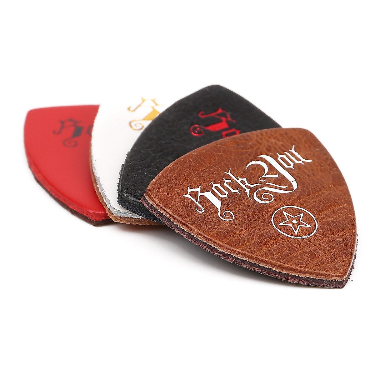 Anwenk Ukulele Picks Leather Ukulele Bass Picks Soft Genuine Leather Top Grade Multi-Color,4 Pack