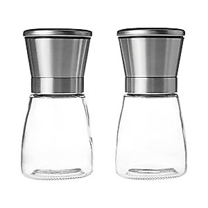 Amazon Basics Adjustable Salt and Pepper Grinders, 5.5oz capacity- Set of 2