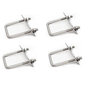 M8 Stainless Steel Square U-Bolts 1"(25mm) with Nuts, Plate, Washers, Set of 4(25x75mm W*L), 4 Pack