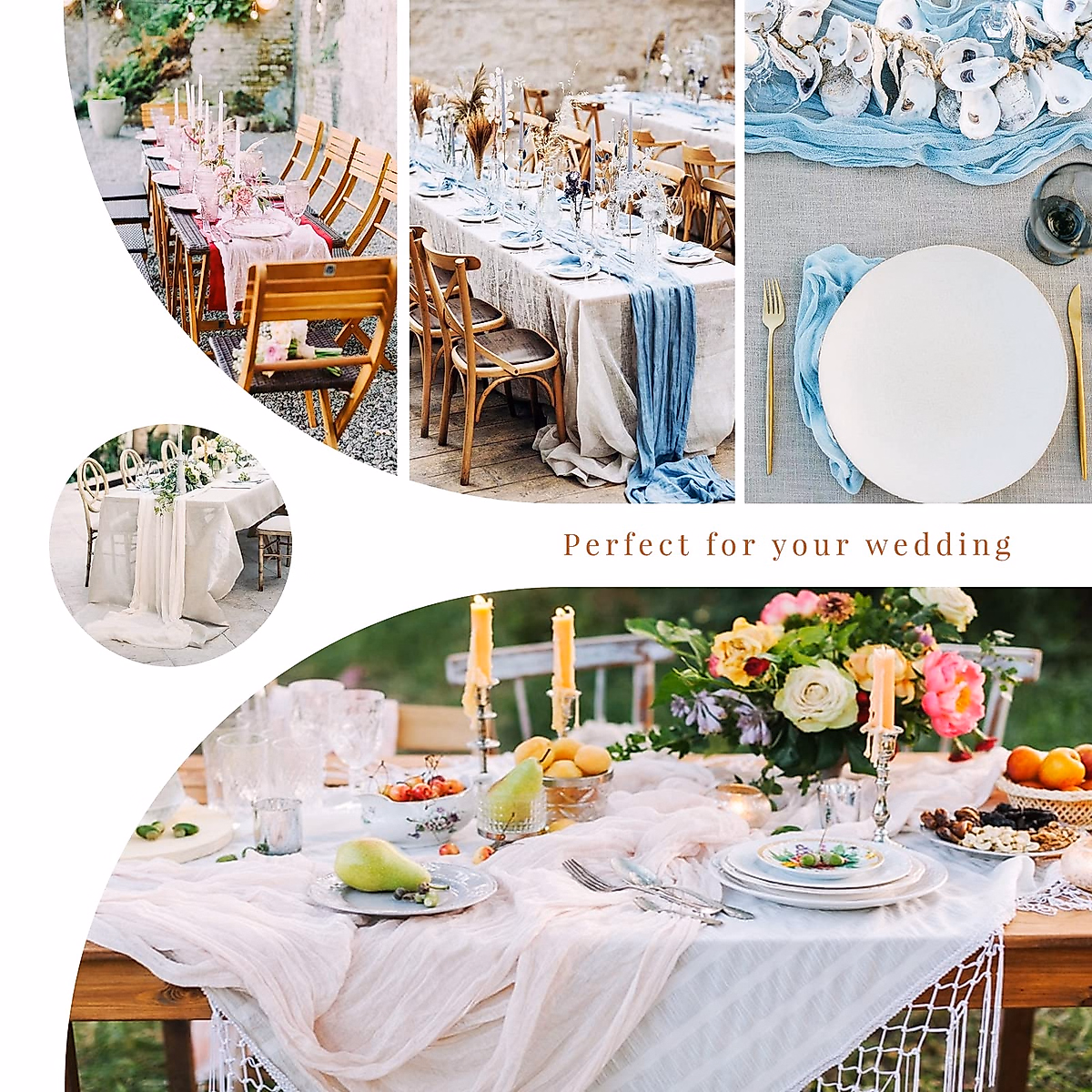 12 Pack Cheesecloth Table Runner 35 x 120 inch Long Boho Cheese Cloth Gauze Table Runners Semi Sheer Table Runner for Wedding Decor, Bridal Shower, Birthday Party (Orange)