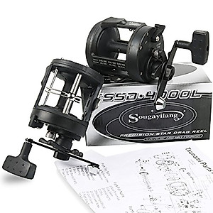 Sougayilang Round Baitcasting Fishing Reel for Catfish, Salmon/Steelhead, Striper Bass, Pike,Inshore Surf Fishing Reels, Conventional Reel
