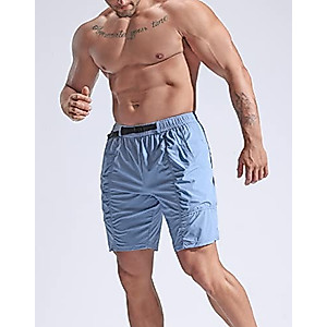 Toritours Mens Atheletic Shorts, Stretch Quick Dry Mens Summer Shorts Lightweight 7 Inch Inseam Casual Golf Hiking Shorts Mist Blue