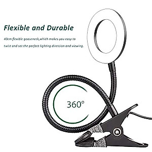 Cyezcor Clip on Light Reading Lights， 48 LED USB Book Clamp Light , with 3 Color Modes 5 Brightness ,Eye Protection Desk Lamp, 360 ° Flexible Gooseneck Bed Night Light