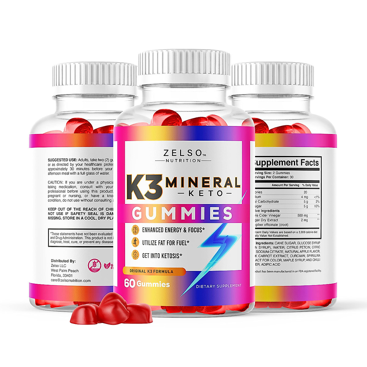 ZELSO (3 Pack) K3 Mineral Gummies Nutrition, The Original K3 Formula Pills Now in Gummy, Advanced Vitamins Plus Multivitamin, 90 Day Supply