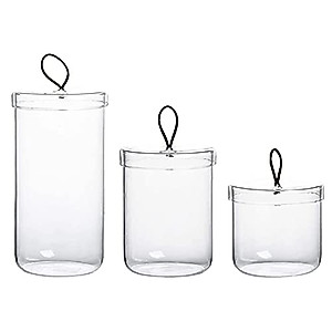 Premium Glass Apothecary Jars for Cotton with Handle | Apothecary Jars Bathroom | Set of 3 | Glass Jar with Lid for Laundry Room Storage, Bathroom Canisters, Mason Jar Bathroom Accessories Set