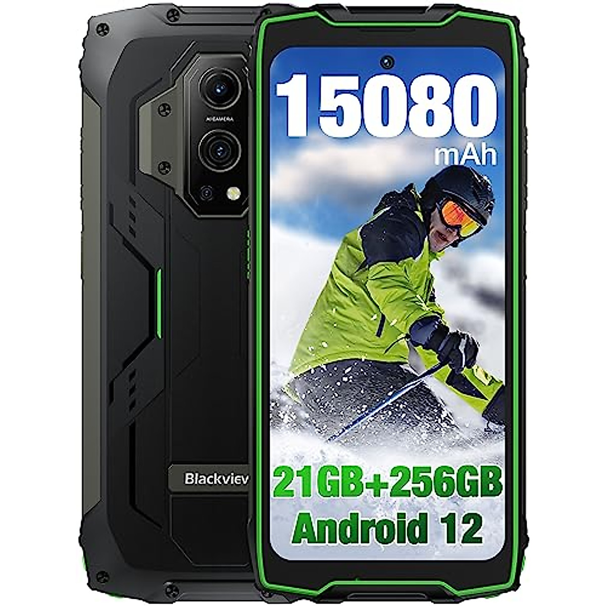 Blackview Rugged Smartphone(2023), BV9300 21GB+256GB/1TB,15080mAh Battery/33W,100 Lumen Flashlight,6.7" FHD+ 120Hz,50MP+32MP, Android 12 Rugged Cell Phone,Rugged Phone Unlocked FPR/FACE ID/NFC/OTG