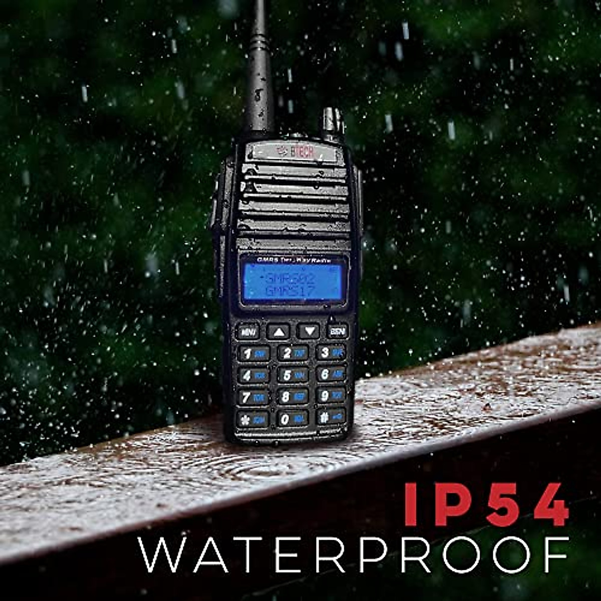 BTECH GMRS-V2 5W 200 Fully Customizable Channels GMRS Two-Way Radio. USB-C Charging, IP54 Weatherproof, Repeater Compatible, Dual Band Scanning (VHF/UHF), FM Radio, & NOAA Weather Broadcast Receiver
