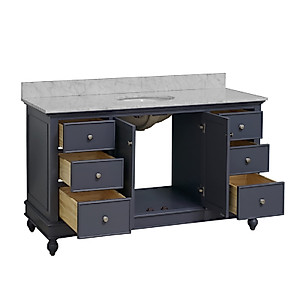 Kitchen Bath Collection Bella 60-inch Single Bathroom Vanity (Carrara/White): Includes White Cabinet with Authentic Italian Carrara Marble Countertop and White Ceramic Sink