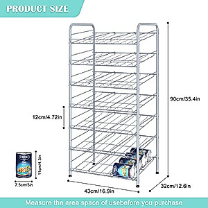 Shinoske Kitchen Storage Can Rack Organizer, 7 Tier Stackable Can Storage Dispenser, Can Storage Organizer Rack for Canned Food Kitchen Cabinet Pantry Countertop, Silver