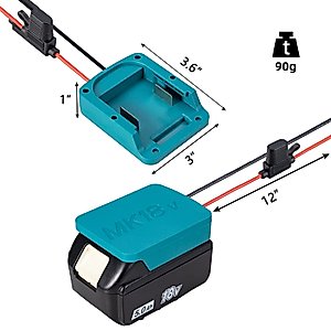 Power Wheel Adapter for Makita 18V Battery with Fuse & Switch & Wire terminals，Power Connector for Rc Car, Robotics, Rc Truck,DIY use, Work with for Makita BL1860 BL1850 BL1840 BL1830 Li-ion Battery