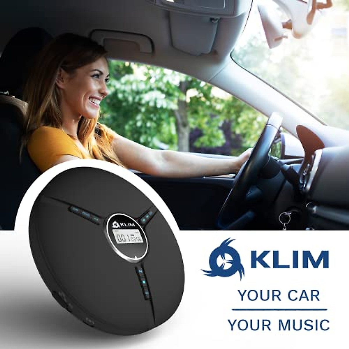 KLIM Discman Portable CD Player with a Built-in Battery - New 2022 Version + Ideal Car CD Player with Earphones + Compatible CD-R, CD-RW, MP3. Compact Mini CD Players Personal CD Walkman - Black