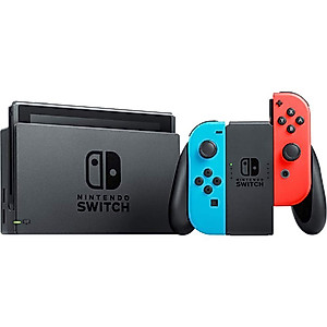 Nintendo Switch 32 GB Console w/ Neon Blue & Red Joy-Con (HACSKABAA) Bundle with Nintendo Mario Kart 8 Deluxe + Super Mario Party + Super Mario Maker 2 + Nintendo Switch Minecraft + More