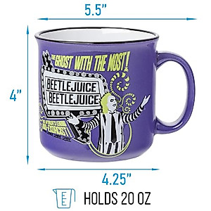 Silver Buffalo Beetlejuice Ghost With The Most Bio Exorcist Ceramic Camper Mug, 20 Ounces