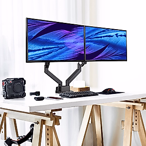 AVLT Dual 17"-35" Monitor Arm Desk Mount fits Two Flat/Curved Monitor Full Motion Height Swivel Tilt Rotation Adjustable Monitor Arm - VESA/C-Clamp/Grommet/Cable Management - Black