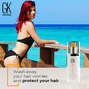 GK HAIR Global Keratin Leave-In Conditioner Detangler Spray 120 ml - For Dry, Damaged and Frizzy Hair Protection With Organic Natural Oil Strength & Shine | Hydrating Smoothing Styler