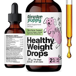 Healthy Weight Management Drops for Dogs - Dog Food Supplements for Energy - Irish Seamoss & Fenugreek Nutrition Support - Liquid Dog Vitamins and Supplements for All Breeds & Sizes - 2 oz