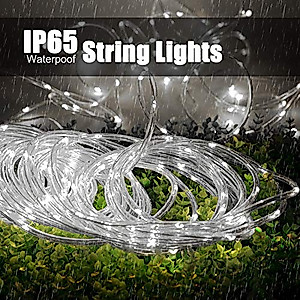 Solar Rope String Lights Outdoor 72Ft 200 Led Waterproof Solar Powered Fairy Lights with 8 Lighting Modes, Copper Wire PVC Tube Lights for Garden Wedding Christmas Party DIY Decor(Pure White, 1 Pack)