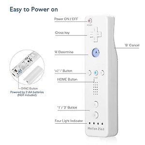 Wii Remote Controller, Wireless Wii U Motion Plus Remote Controller with Silicone Protective Case and Wrist Strap Compatible for Nintendo Wii and Wii U (1pc)