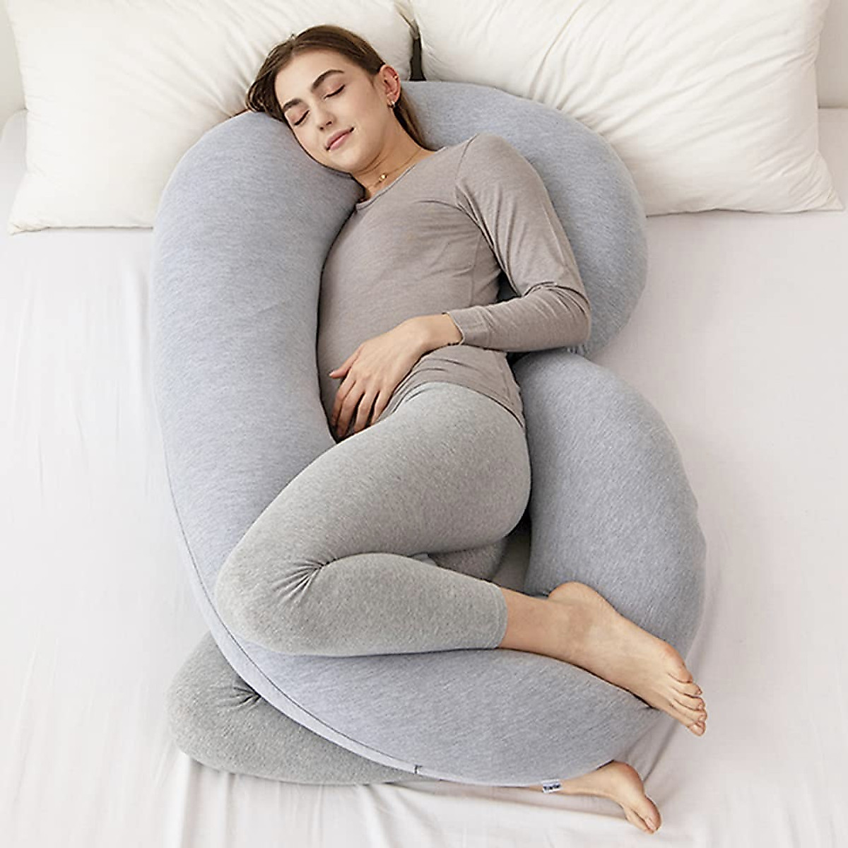 MOVEBO Pregnancy Pillow, Pregnancy Body Pillow, Pregnancy Pillows for Sleeping, Maternity Pillow for Pregnant Women (Grey)