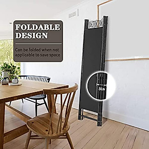 4 Panel Room Divider 6FT Steel Frame Screen Folding Privacy Divider Freestanding Partition for Home Office Bedroom, Black