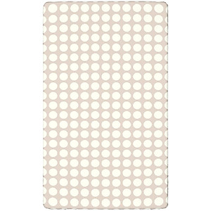 Polka Dot Themed Fitted Mini Crib Sheets,Portable Mini Crib Sheets Soft and Breathable Bed Sheets-Crib Mattress Sheet or Toddler Bed Sheet,24“ x38“,Pale Tan and Ivory