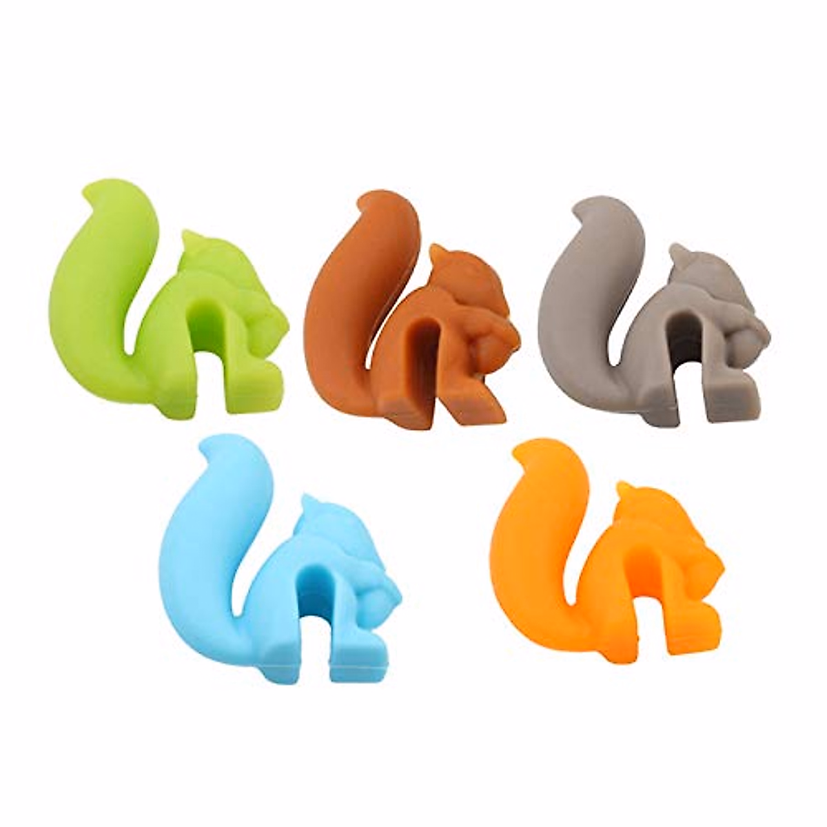 Hary 5 Pcs Silicone Wine Glass Charms Funny Squirrel Shape Wine Cup Markers Reusable Drink Bottle Stickers Cup Identifier Cup Signs for Wine Tasting Party Drinking Accessories Cup Decorations