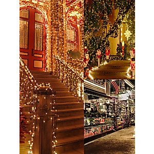 Twinkle Star Outdoor Christmas Lights Battery Operated 50 LED Mini String Light with 8 Modes, 16ft Waterproof Fairy Lights for Garden Xmas Tree Wedding Wreath Party Decoration (Warm White, 2 Pack)