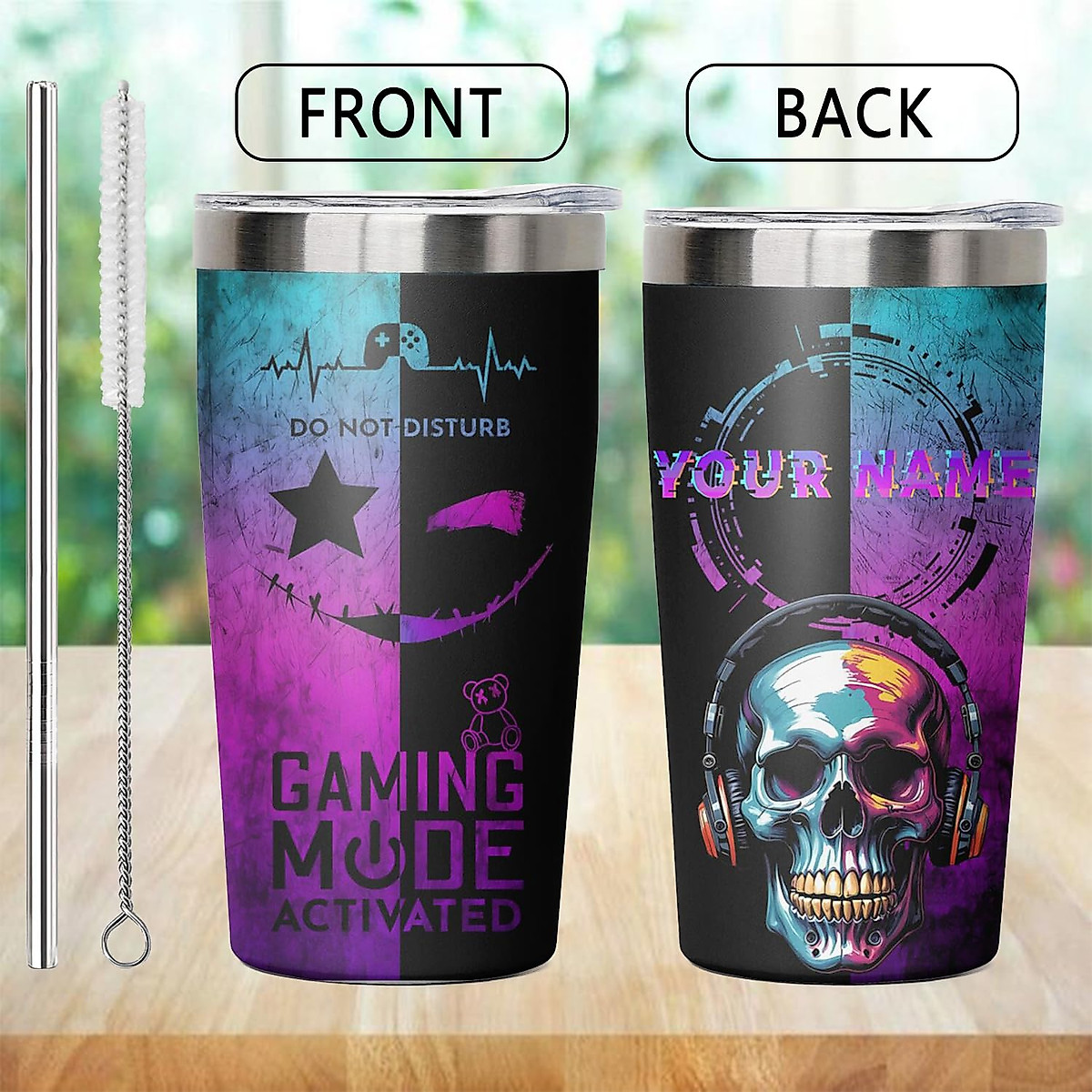 Gaming Gifts Tumbler with Name Personalized Tumbler for Christmas Birthday Valentine Fathers Day Custom Insulated Stainless Steel Tumblers