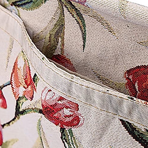 Knitting Bag, Lightweight Knitting Organizer Fabric Large Capacity Wood Handle Travel Yarn Storage Bag Tote Organizer for Knitting Needles Sewing Tools Great Gift(Red Flower)