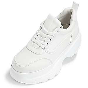 READYSALTED Platform Sneakers for Women Fashion Chunky Sneakers Casual Lace Up Walking Sneakers(BLOWN1-White-11)