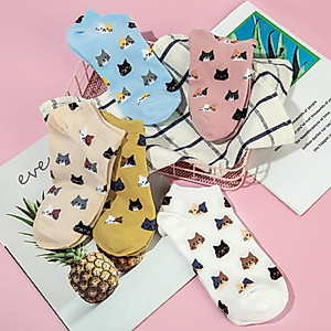 Justay 5 Pairs Womens Cute Cat Socks Novelty Funny Cat Claw Socks Animal Fun Ankle Socks