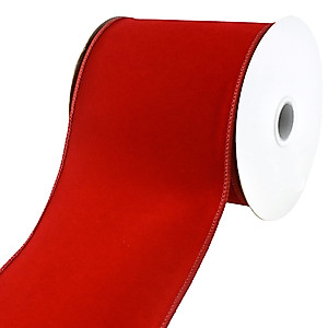 Homeford Christmas Velvet Domestic Outdoor Wired Ribbon, 4-Inch, 10-Yard
