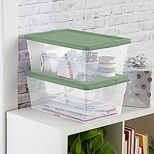 Sterilite Multipurpose 16 Quart Clear Plastic Storage Tote Container Bins with Opaque Lids for Home and Office Organization, (2 Pack)