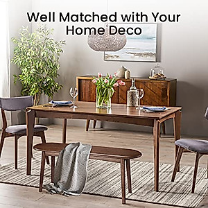 Fancyarn Wood Bench, 47" L FAS Grade 100% Solid Oak Wood Bench w/Rounded Corner, Large Comfortable Seat, Firm Mortise & Tenon Structure, Long Bench for Dining Room, Entryway, Bedroom