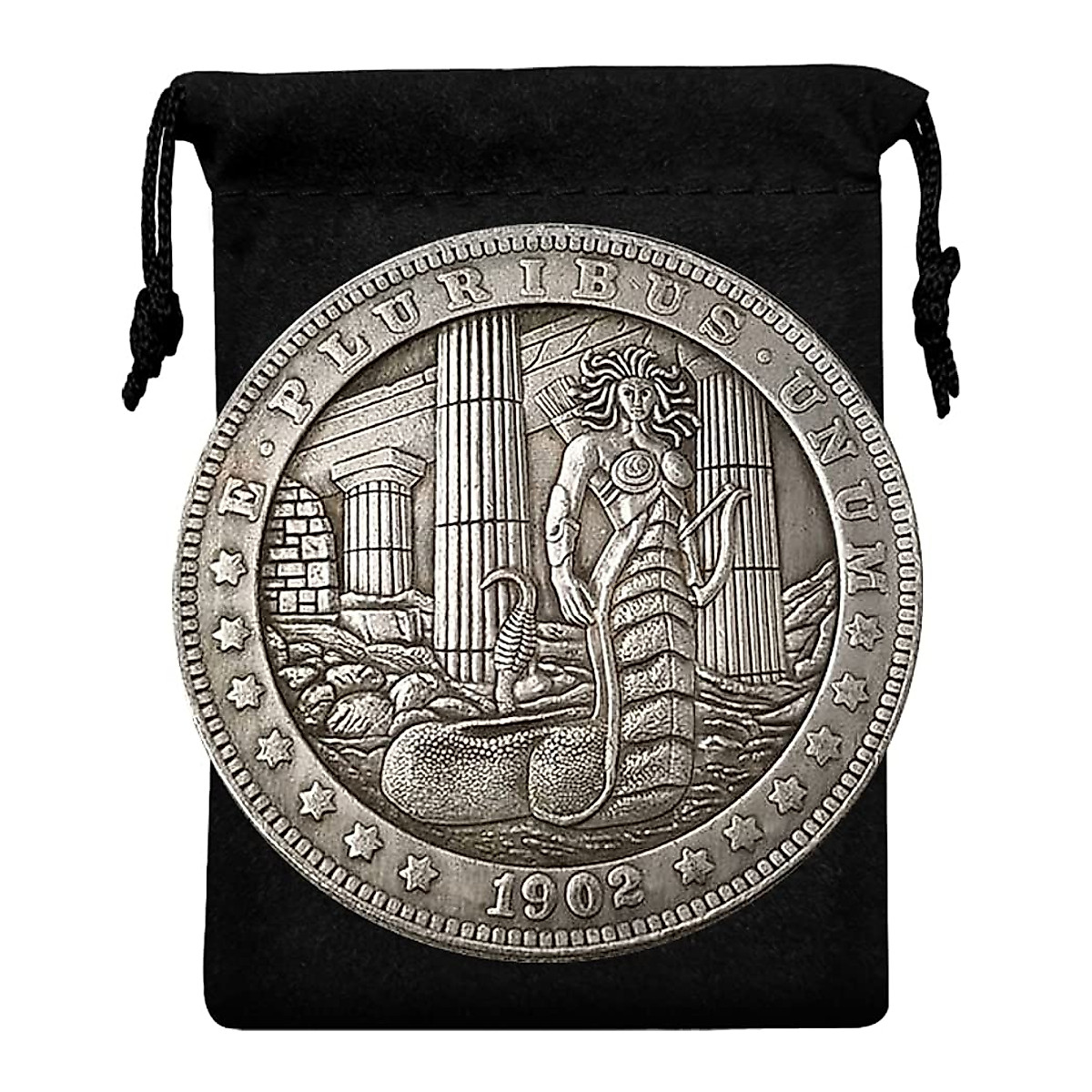 Kocreat Copy 1902 Gorgon Medusa Hobo Coin-Replica Morgan Dollar Coin Art Souvenir Coin Challenge Coin Lucky Coin, Silver