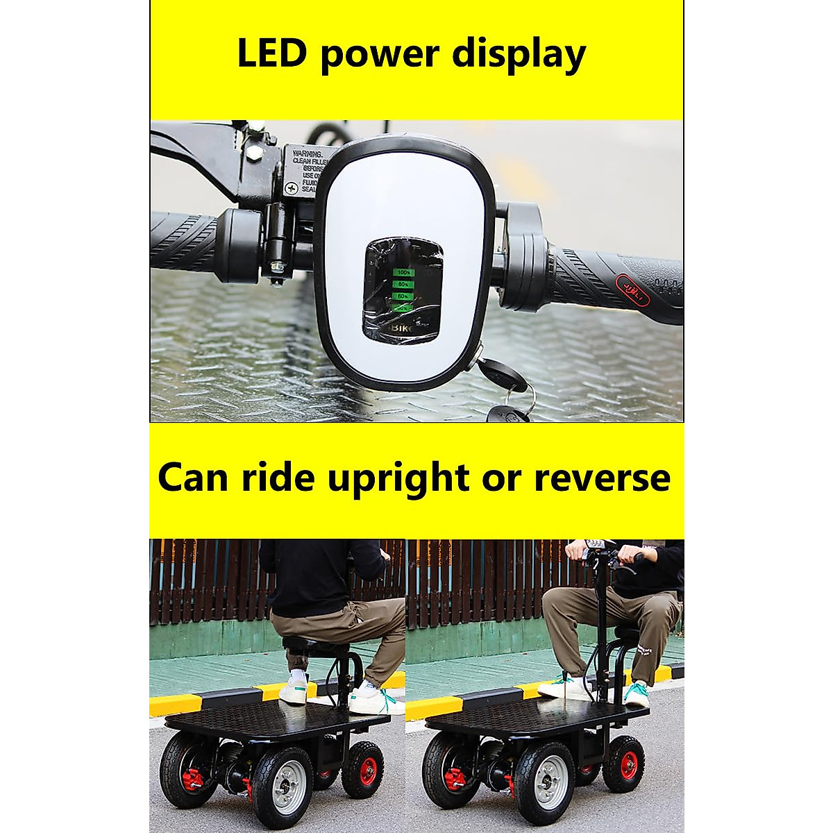 SwAcch Commercial Electric Products Platform Truck Motorized, Heavy Duty Table Cart Dolly, Pallet Truck Dolly, Large Capacity Foldable Rideable Electric Tow Tractor with Platform,1300lb