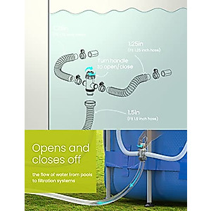 SUMMERBUDDY Split Swimming Pool Hose Plunger Valve, 2 in 1 Hose Plunger Valve Swimming Pool Part for Filter Circulation System