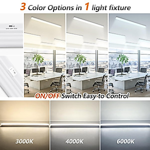 T5 LED Shop Lights 4FT, 18W 2000LM 3CCT LED Integrated Single Fixture, Linkable Ceiling Light, Corded Electric with ON/Off Switch, for Workbench Basement Garage, 4-Pack