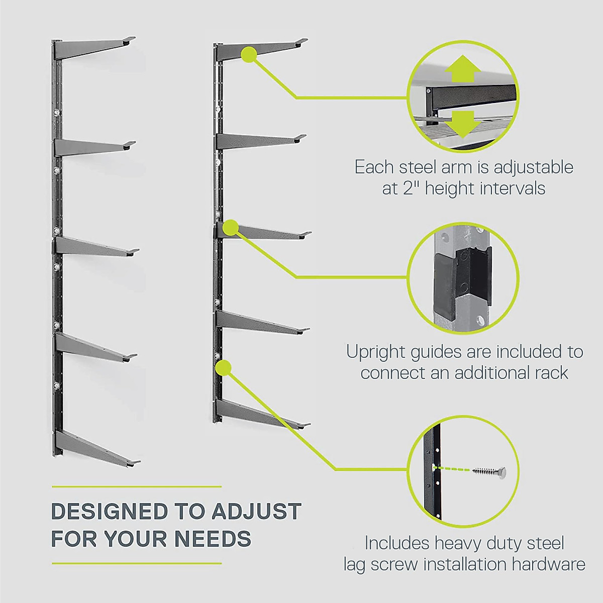 Heavy Duty Wood and Lumber Storage Rack (2-Pack), Holds Up To 960 lbs - Easy to Install Mounted Rack - Steel Construction Storage Solution For Garage, Basement & Pantry by Delta Cycle