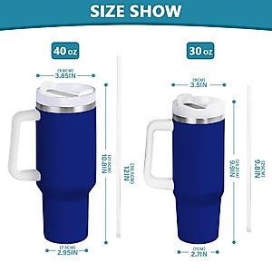 Emelivor Royal Blue 40 oz Tumbler with Lid and Straw Insulated Tumblers with Handle Leak Proof Coffee Tumbler Mug Large Water Bottles for Men Women Sports Gym