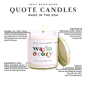 Sweet Water Decor Warm and Cozy Soy Candle | Orange Peel, Cinnamon, Ginger, Clove, Cypress, and Pine and Fir Balsam Scented Candles for Home | 9oz Clear Jar, 40+ Hour Burn Time, Made in The USA