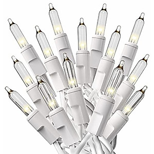 PREXTEX Christmas Lights (20 Feet, 100 Lights) - Clear White Christmas Tree Lights with White Wire - Clear Christmas Lights Indoor/Outdoor String Lights - Xmas Lights - Warm White Twinkle Lights